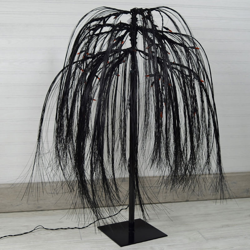 3 Ft Pre Lit Black Weeping Willow Tree