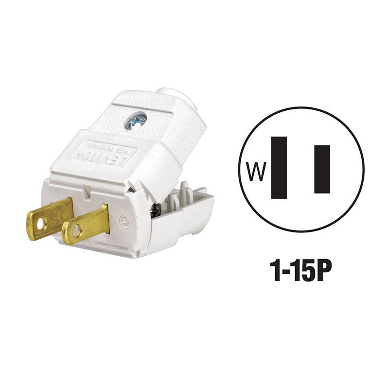 Leviton 1-15P Hinged Male Cord Plug - White Leviton 1-15P Hinged Male Cord Plug - White