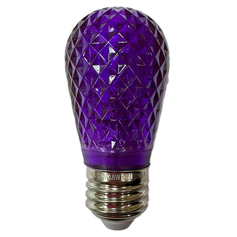 Purple LED S14 Crystal Cut Faceted Light Bulb