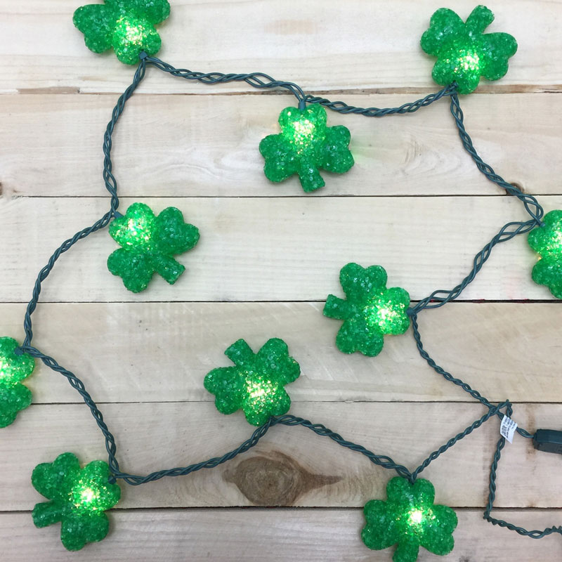 St. Patrick's Day Shamrock String Lights - 10 Lights